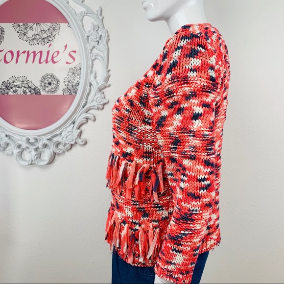 Ruby Rd. | Sweaters | Ruby Rd Pink Blue White Crochet Fringed Cardigan ...